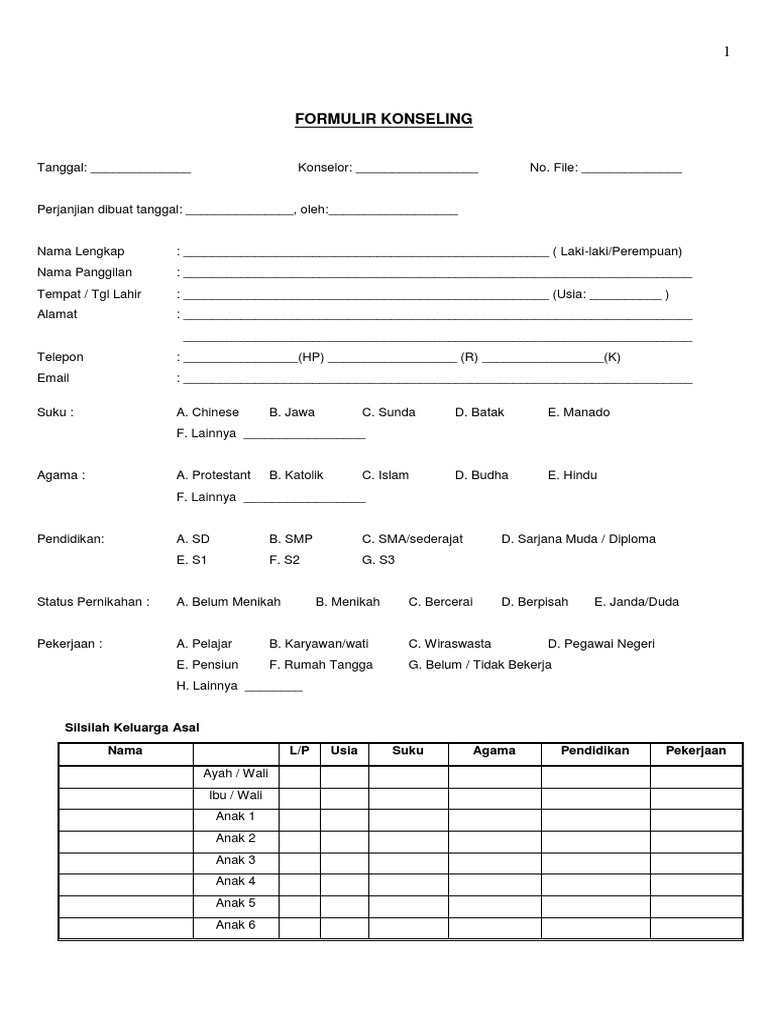 Form Konseling | PDF