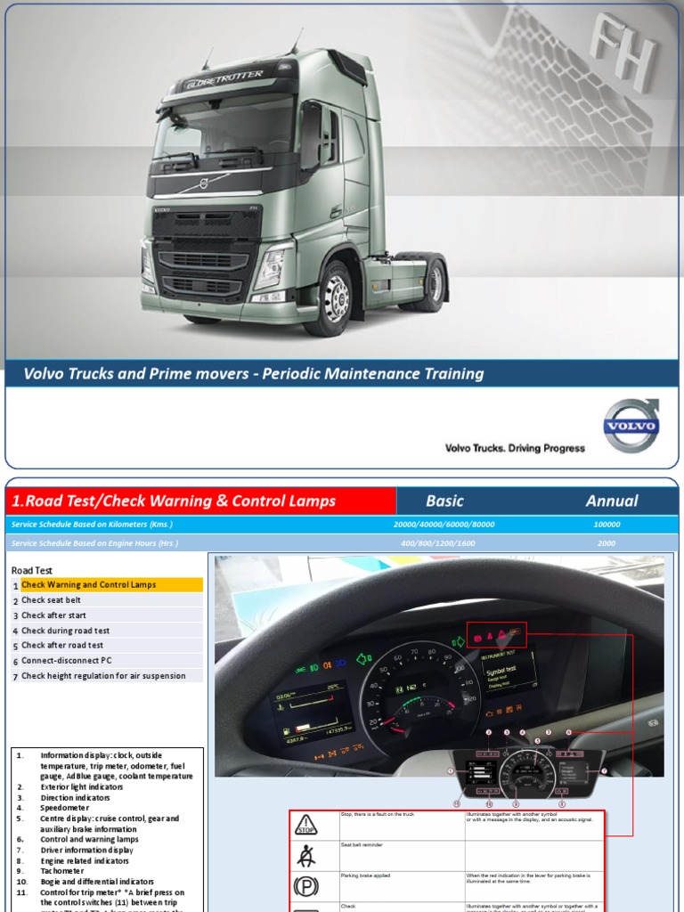 Volvo Truck Service Schedule Maintenace 1 | PDF | Turbocharger | Headlamp