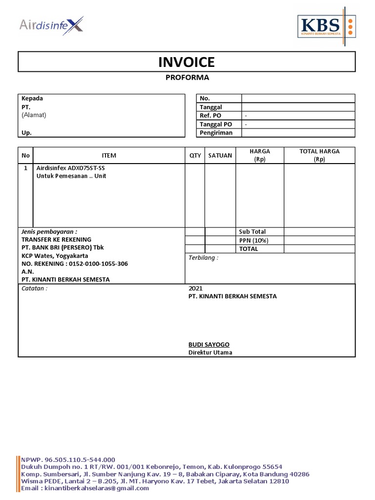 Draft Invoice Airdisinfex | PDF