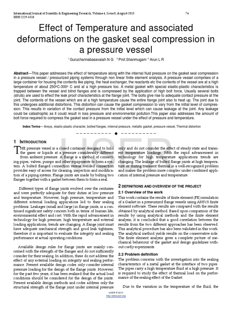 Gasket Seal Compression in Pressure Vessels | PDF | Stress (Mechanics ...