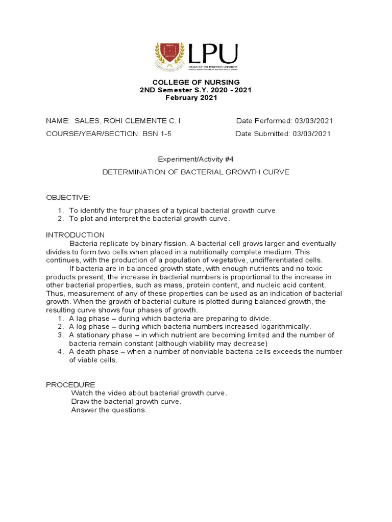 Bacterial Growth Curve Analysis | PDF | Cell Growth | Bacteria