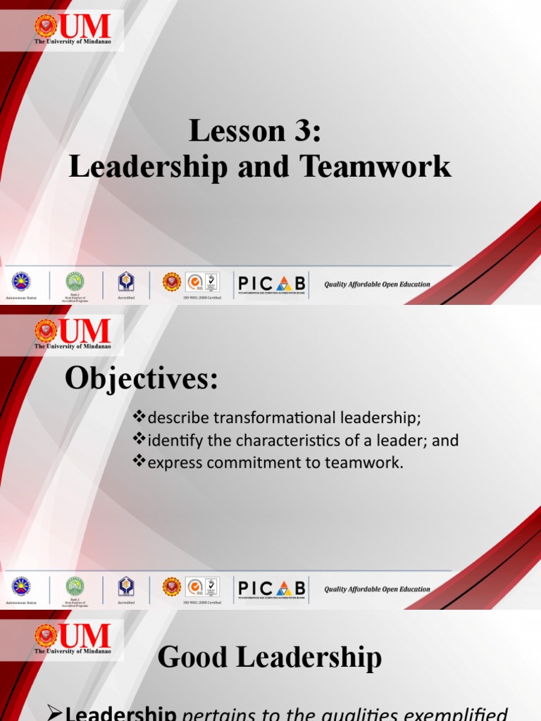 NSTP 2 Lesson 3-Leadership and Training | PDF | Transformational ...