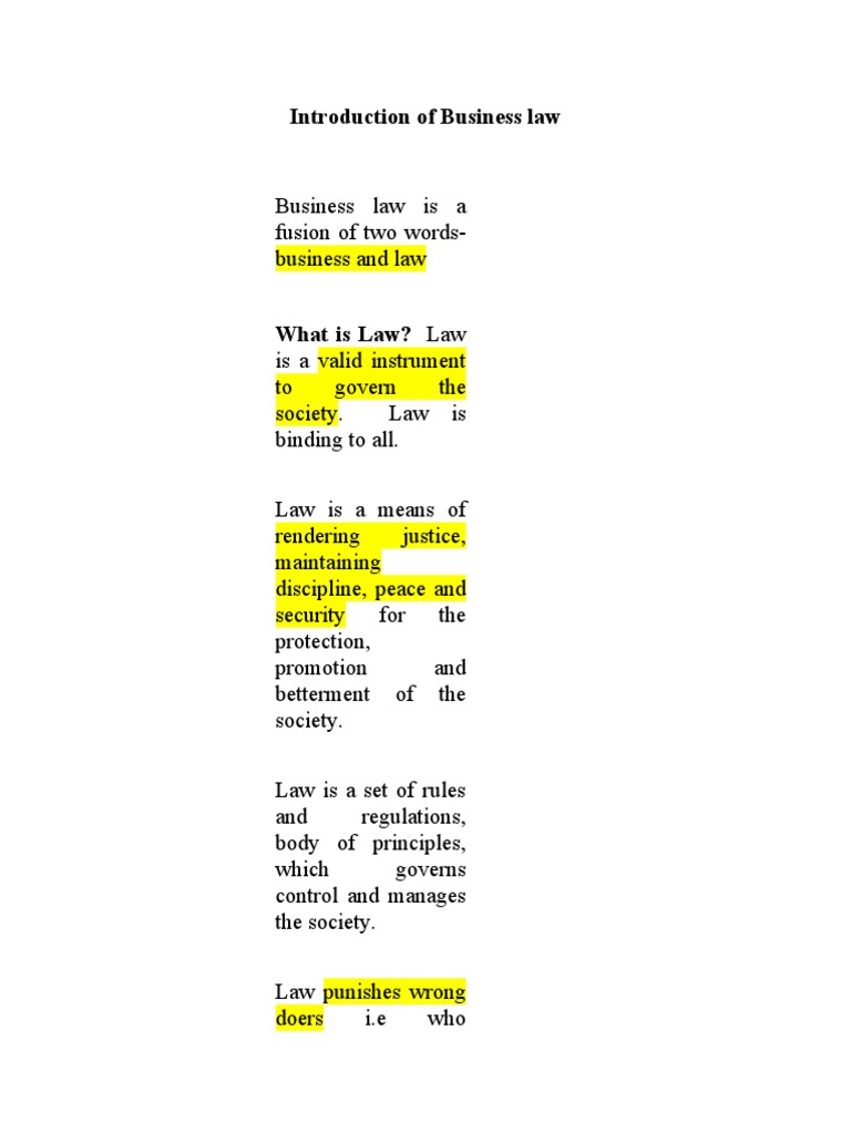 Introduction of Business Law | PDF | Precedent | Partnership