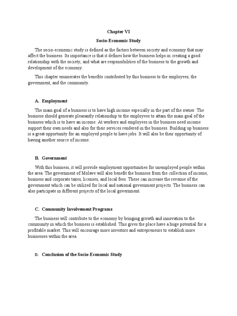 Chapter VI Socio Economic Study | PDF