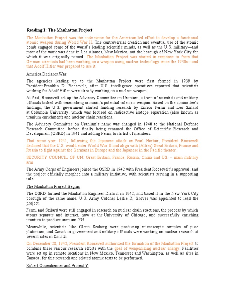 Manhattan Project | PDF | Manhattan Project | Atomic Bombings Of ...