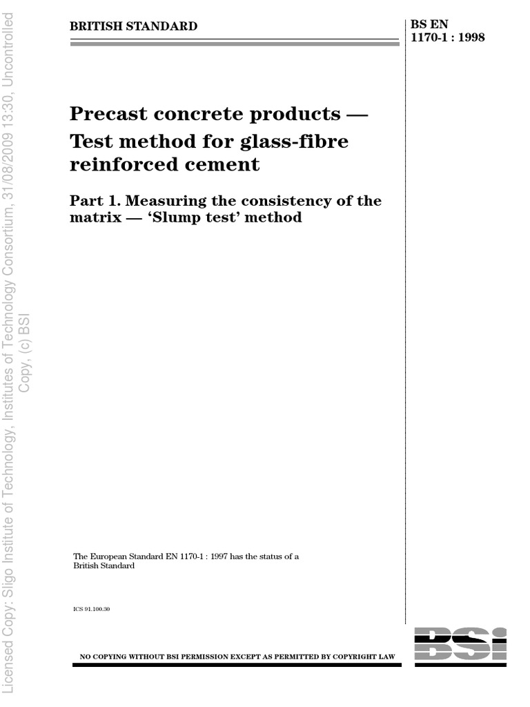 Bs EN 1170-1 | PDF | Concrete | Science