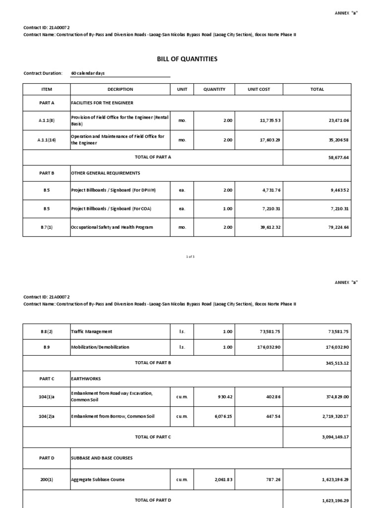 Bill of Quantities: Contract Duration | Download Free PDF | Civil ...