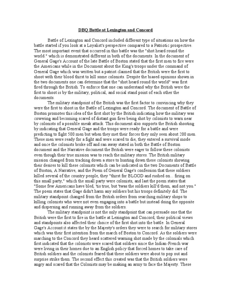 DBQ Battle at Lexington and Concord | PDF | American Revolution ...