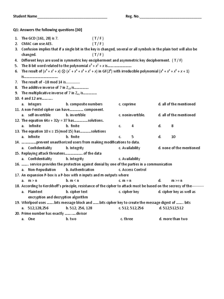 CNS-Question Paper 1 | PDF | Encryption | Key (Cryptography)