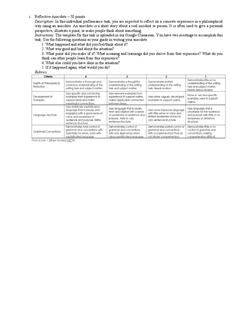 Philosophy Quarter 1 Performance Tasks | PDF | Opinion | Reason