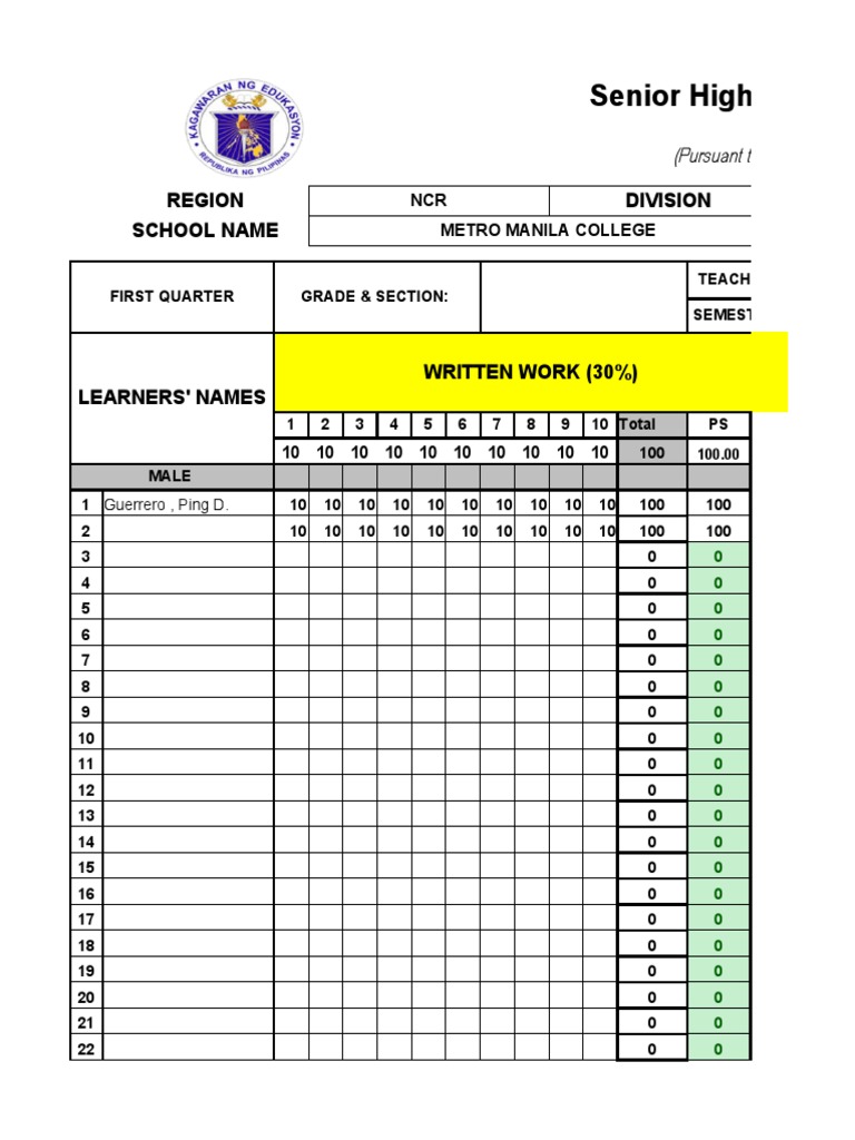 SHS Grading System No Examination 1 | PDF | Education Theory | Pedagogy