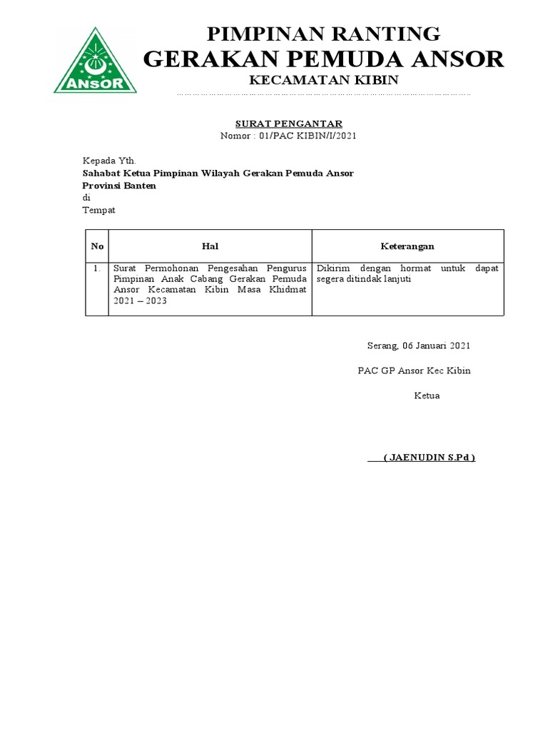 Pengajuan SK Pac | PDF