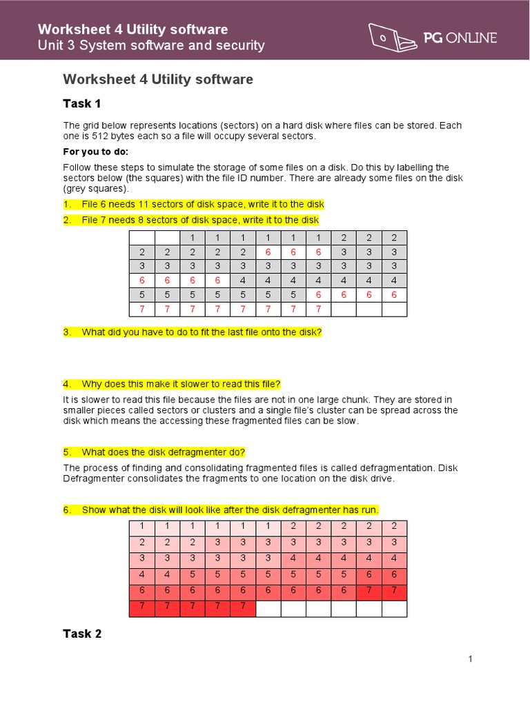 Systems Software Worksheet 4 Utility Software | PDF | Hard Disk Drive ...
