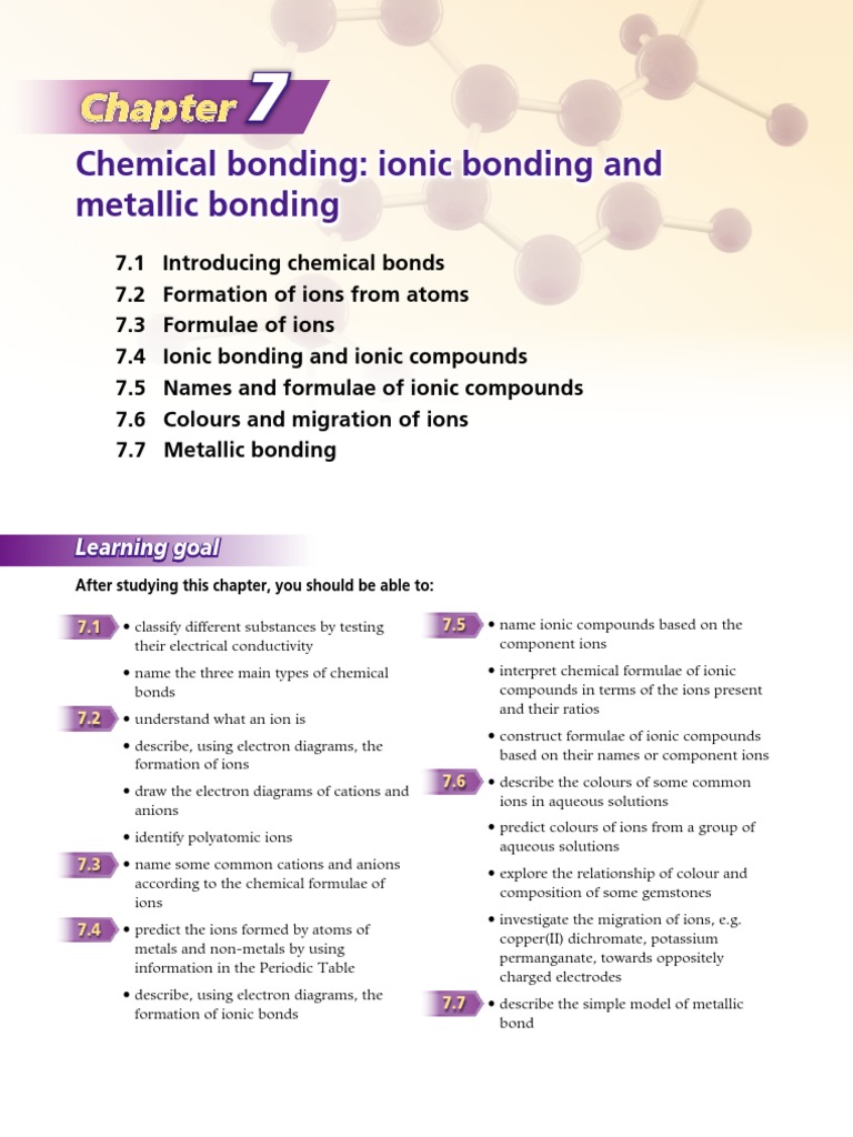 Chemical Bonding: Ionic Bonding and Metallic Bonding: Learning Goal ...