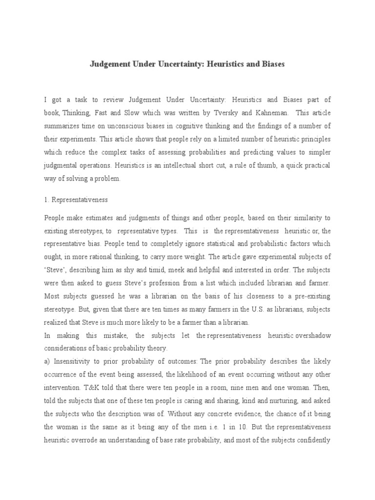 Judgement Under Uncertainty Assignment Parampara Neupane | PDF ...