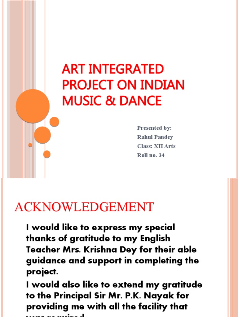 Art Integrated Project On Indian Music & Dance: Presented By: Rahul ...