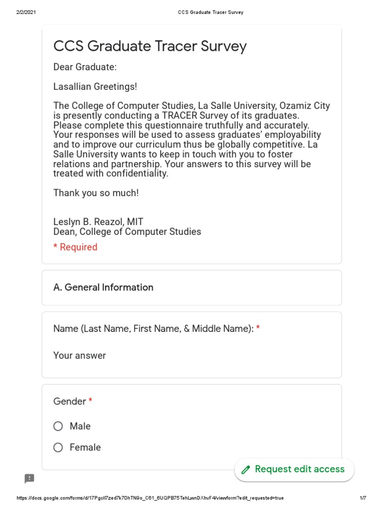 Tracer-Study-Questionnaire 2 | PDF | Labour | Employment