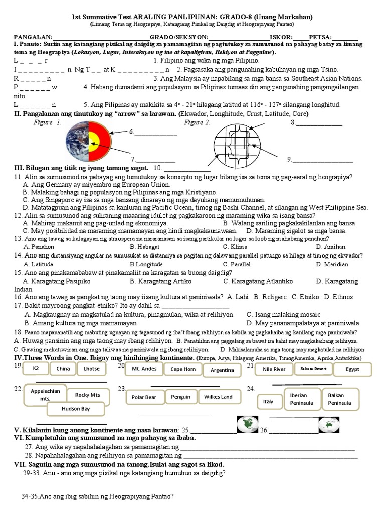 1st Summative AP8 | PDF