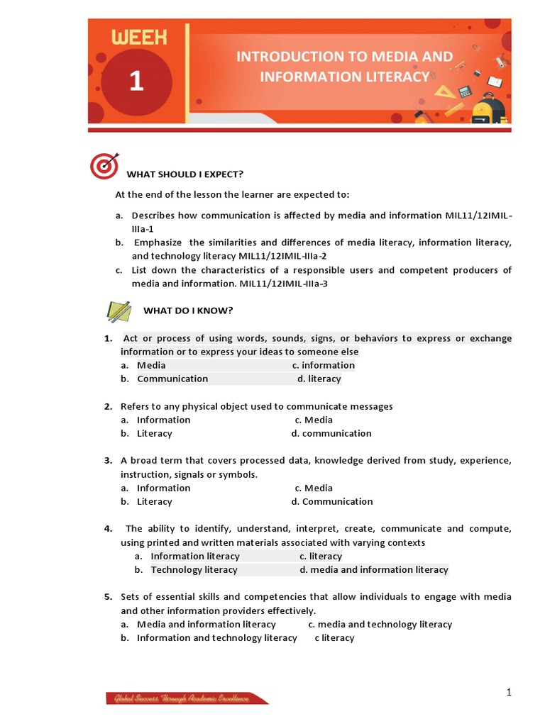 Final Mil Done | PDF | Mass Media | Information Literacy