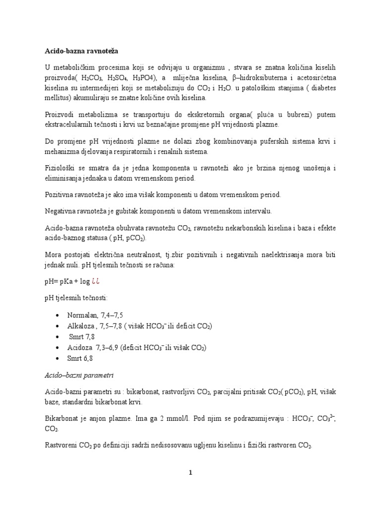 Acido-Bazna Ravnoteza | PDF