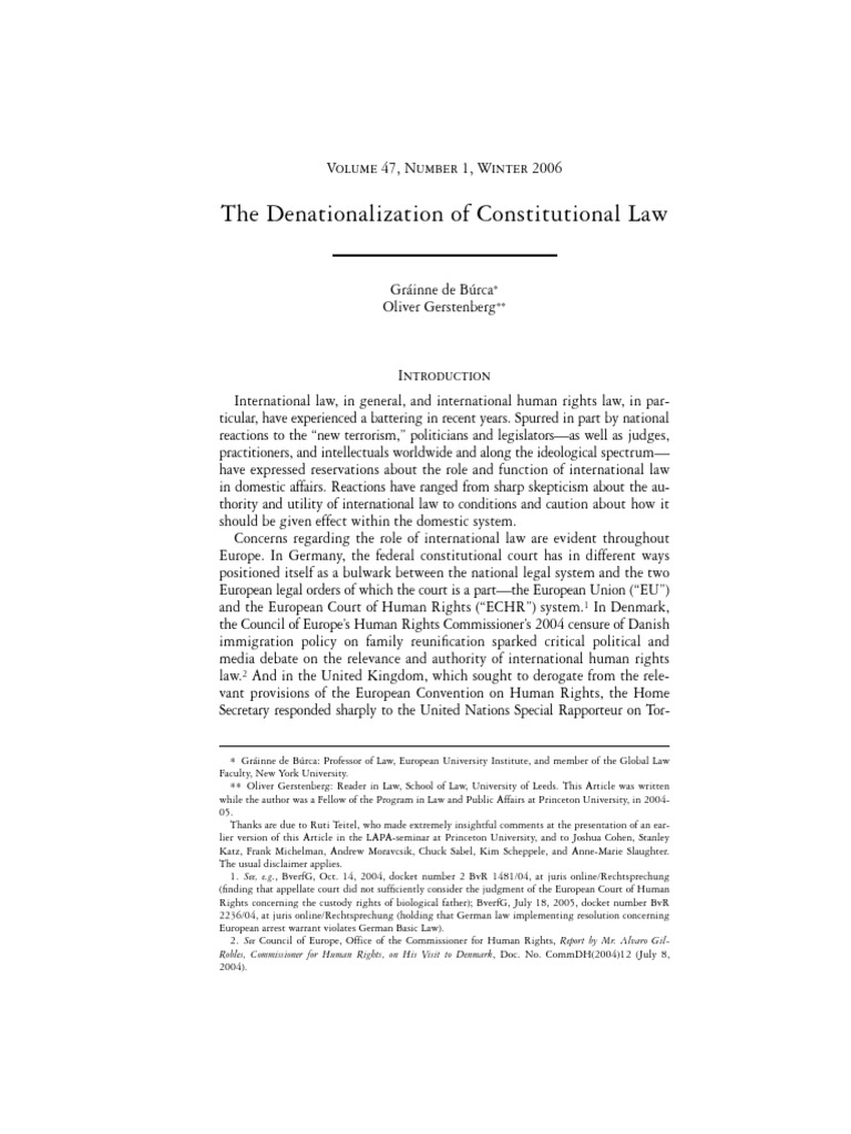 Denationalization of Constitutional Law | PDF | European Union ...