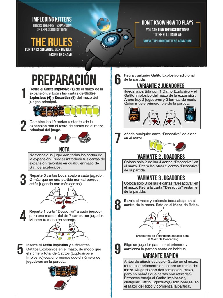 Imploding Kittens Reglas Es | PDF | Juego de azar | Ocio