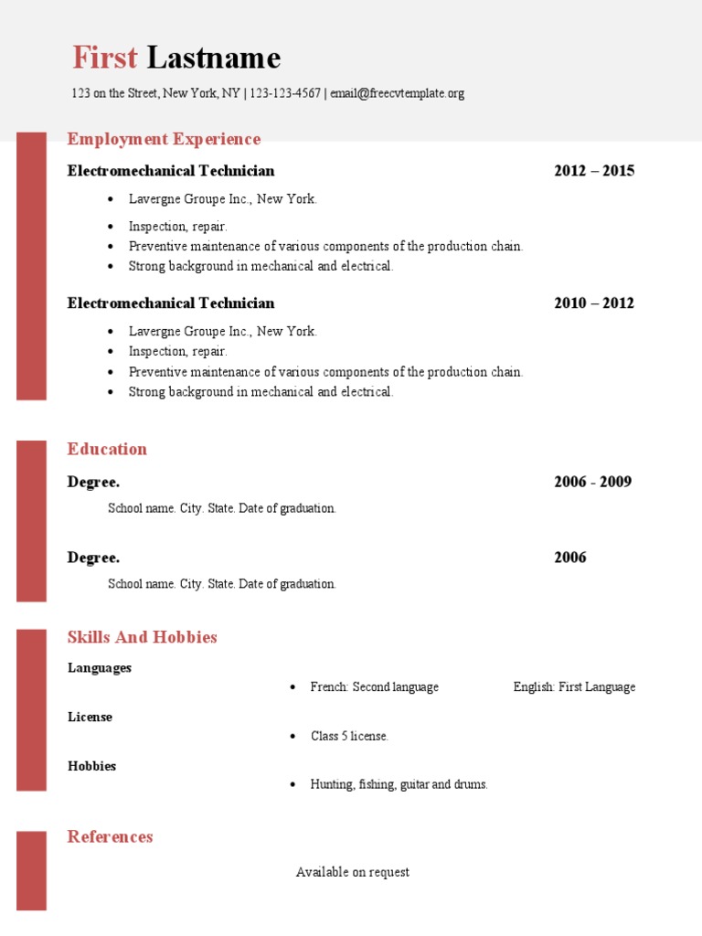 Free CV Template | PDF