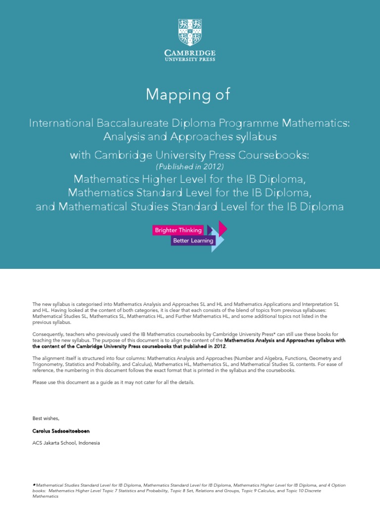 IB Math Analysis and Approaches Syllabus Guide | PDF | Complex Number ...