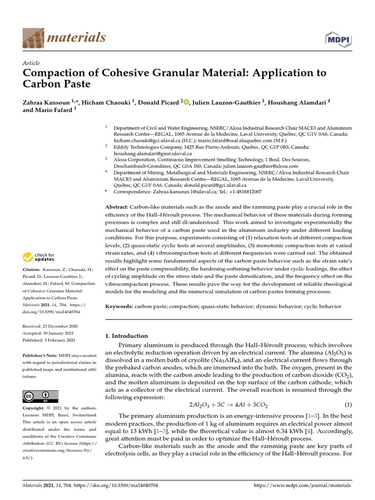 Materials: Compaction of Cohesive Granular Material: Application To ...