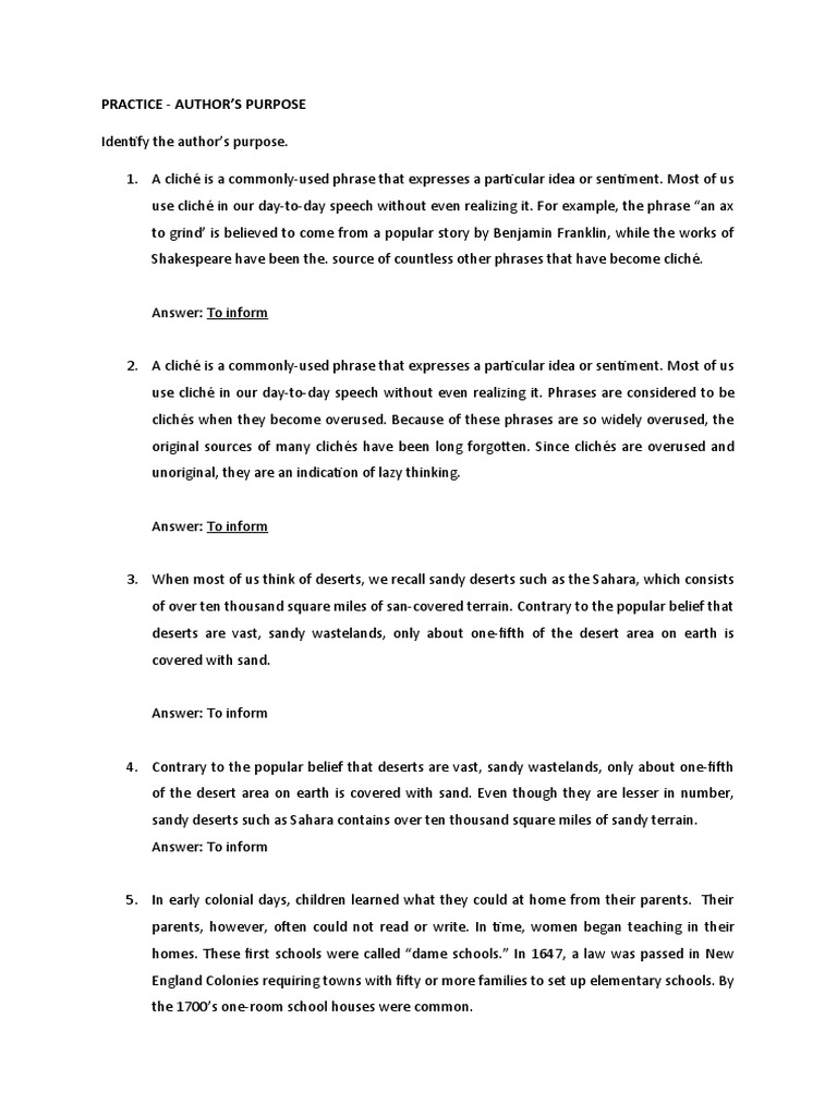 Practice Author's Purpose | PDF | Foreign Language Studies