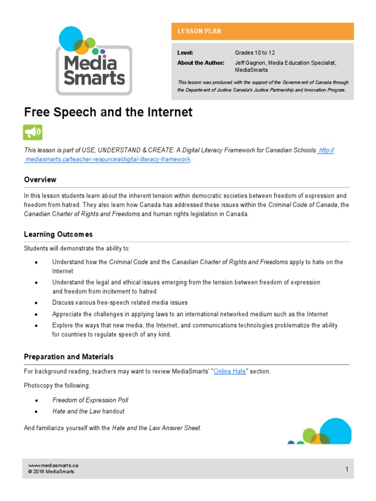 Lesson Free Speech Internet-2 | PDF | Hatred | Hate Speech