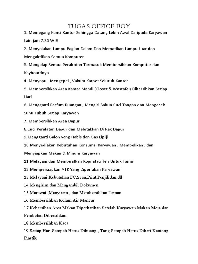Tugas Office Boy | PDF