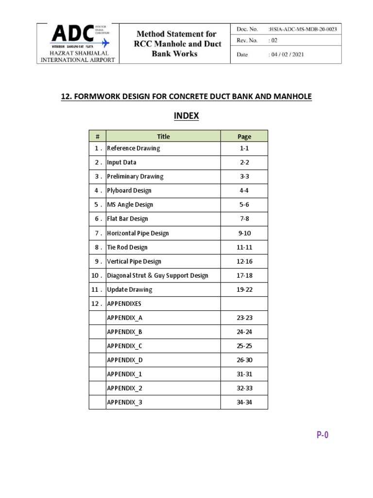 Formwork Design For Concrete Duct Bank and Manhole | PDF | Pascal (Unit ...