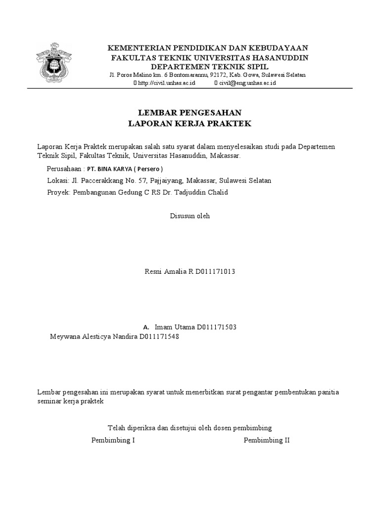 04 Lembar Pengesahan Laporan KP | PDF