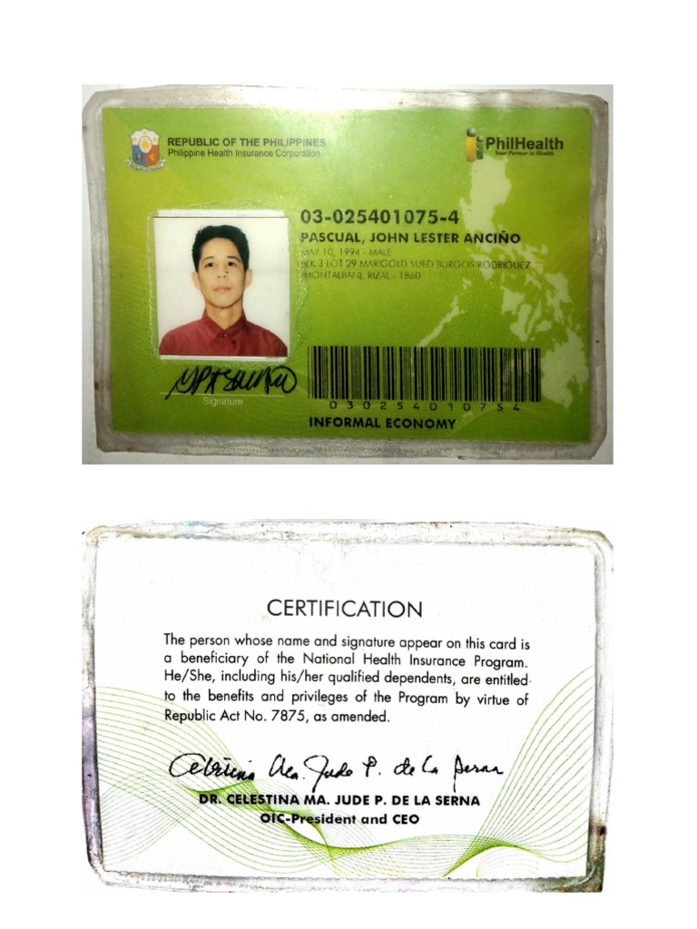 J.pascual - Phic Registered Card Number | PDF