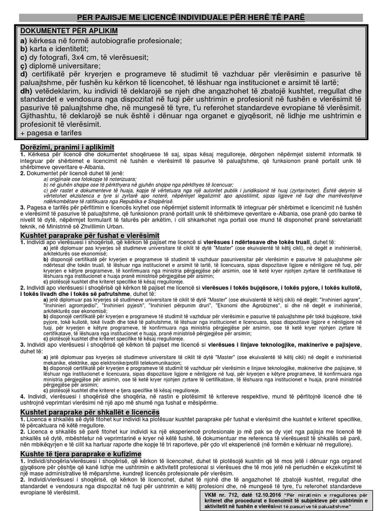 Formular Per Licence Per Here Te Pare Ne Shkallen e Dyte Individuale | PDF