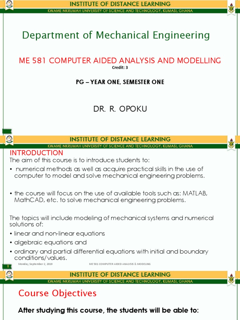 COMPUTER AIDED ANALYSIS AND MODELLING Lectures | PDF | Matrix ...