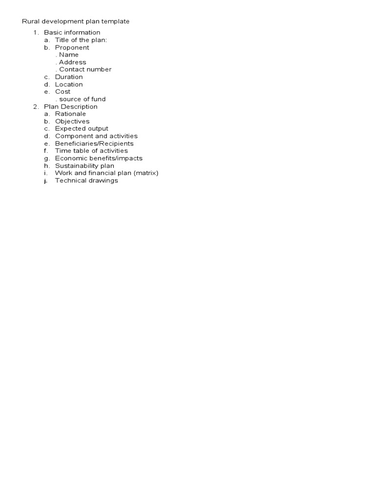 Rural Development Plan Template | PDF