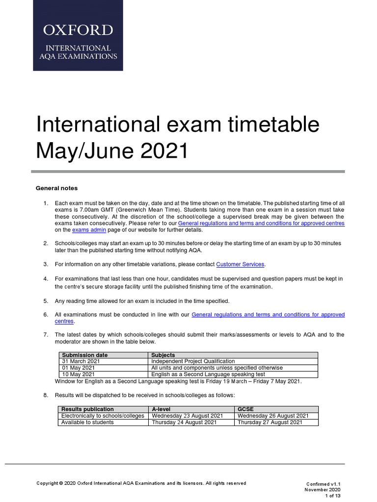 Edexcel+Aqa Mj21 Timetable | PDF | Gce Advanced Level (United Kingdom ...