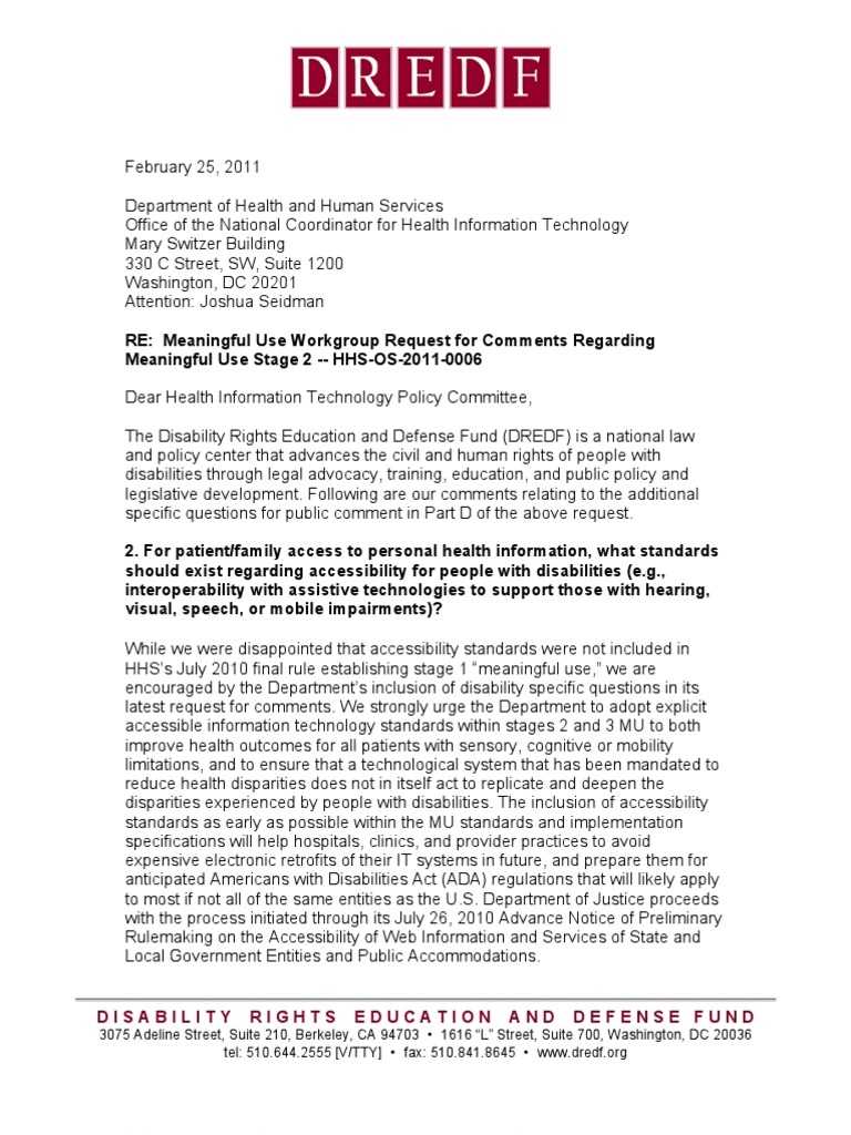 2011-02-25 Letter To HHS Re Meaningful Use Stage 2 | PDF | Electronic ...