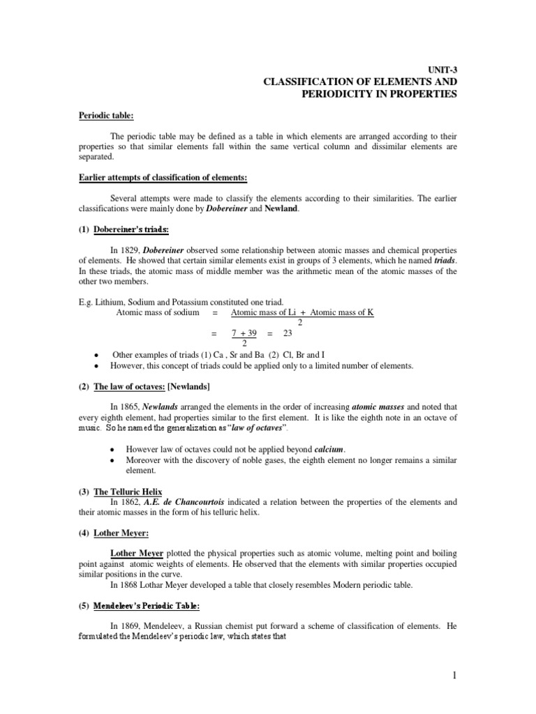 3.classification of Elements | PDF | Ion | Periodic Table