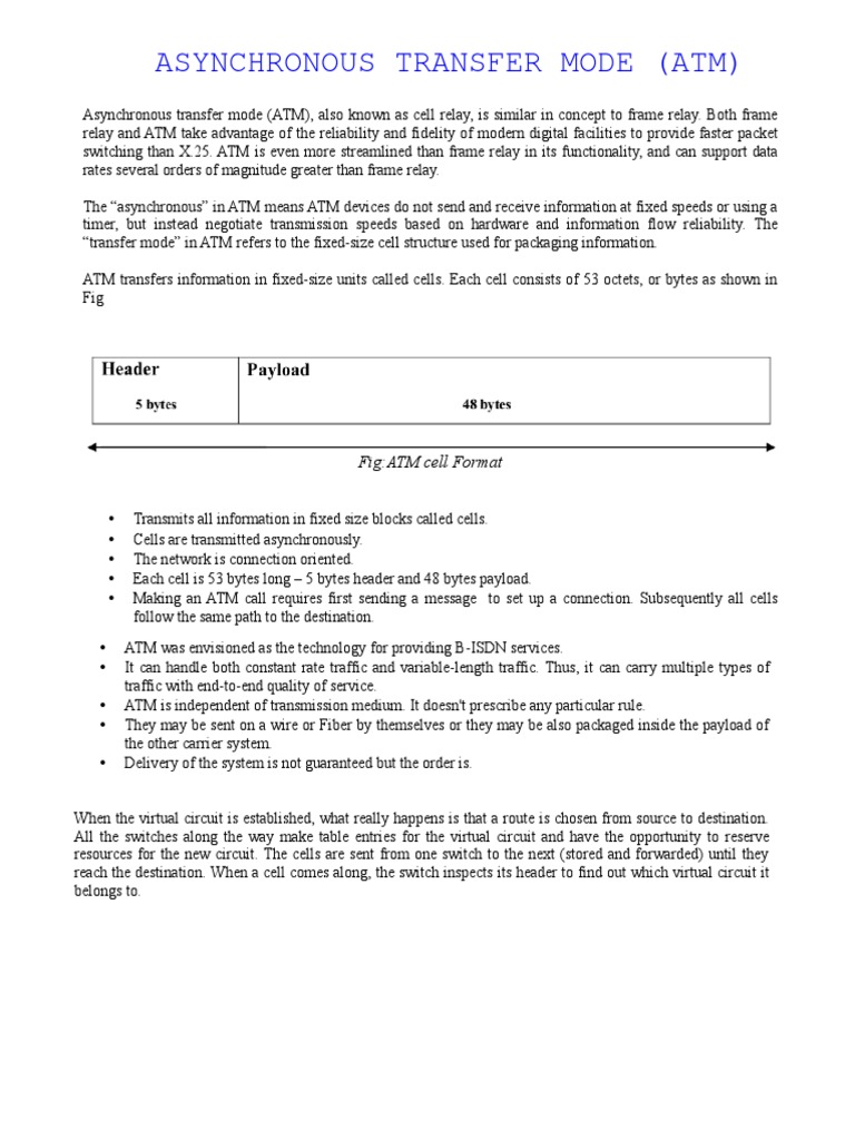 Asynchronous Transfer Mode | PDF | Asynchronous Transfer Mode | Computer Network