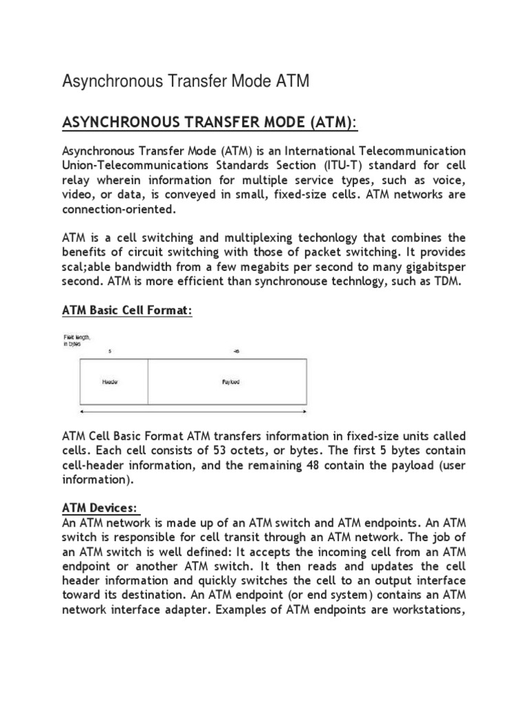 Asynchronous Transfer Mode Atm | PDF | Technology & Engineering