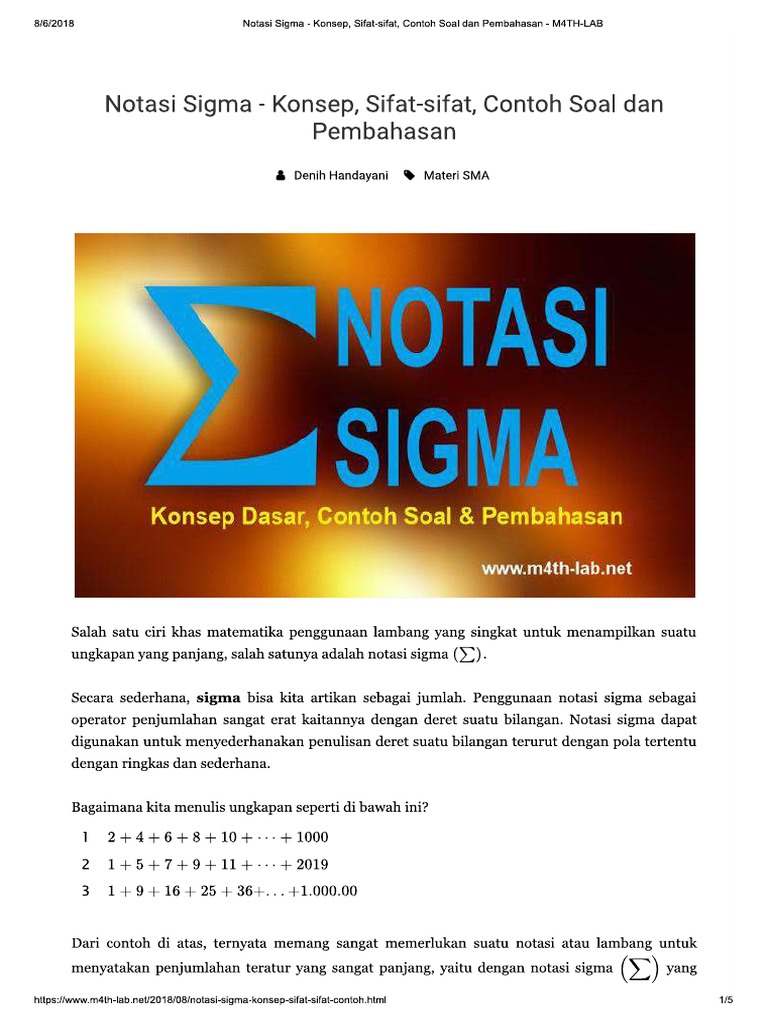 Sifat dan Contoh Notasi Sigma | PDF | Computers