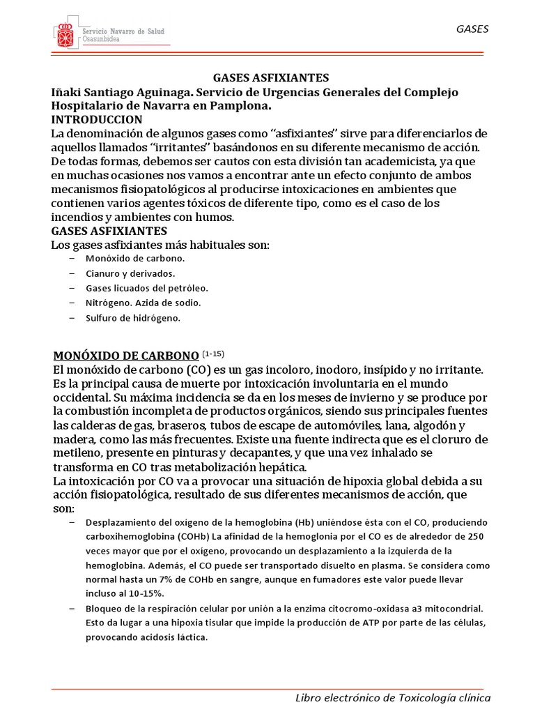 Gases Asfixiantes | PDF | Química | Sustancias químicas