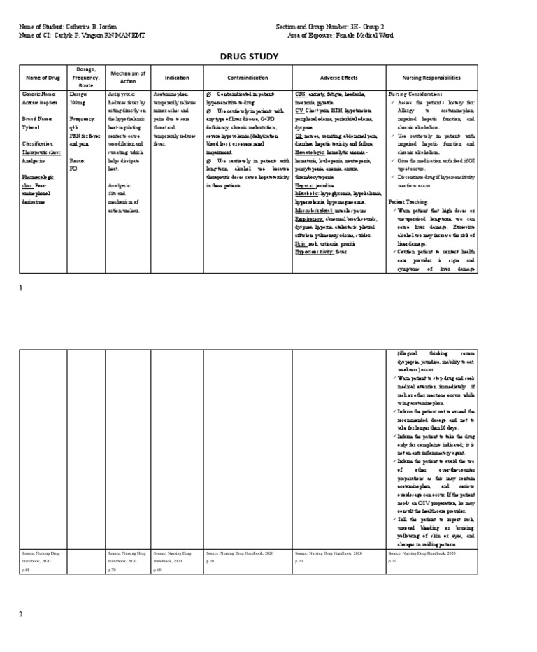 Acetaminophen Nursing Responsibilities | PDF | Dose (Biochemistry ...