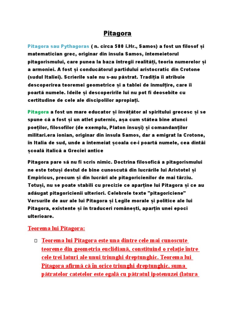 Istorie Pitagora | PDF