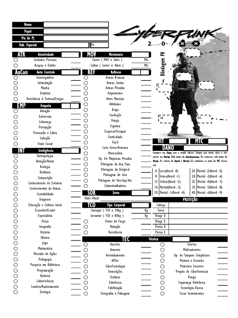 CyberPunk 2020 - Ficha v2 | PDF | Armamento | Natureza