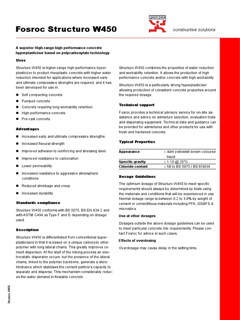 Fosroc Structuro W450: Constructive Solutions | PDF | Concrete | Materials