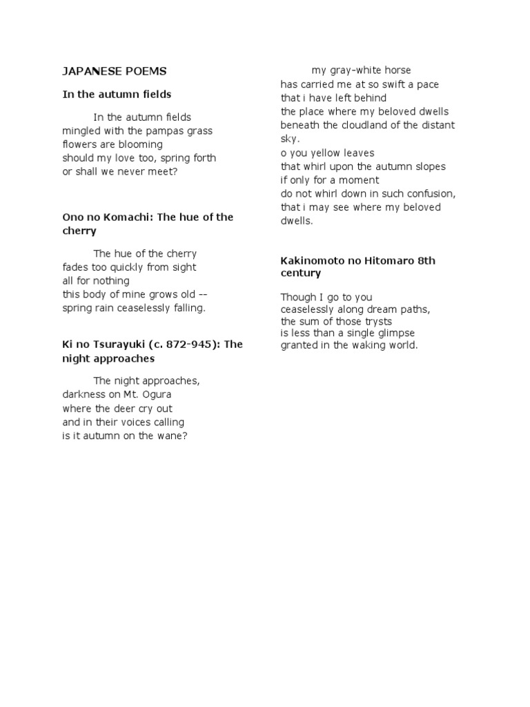 Japanese Poems | PDF | Poetry